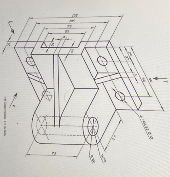 Solved draw front, top, right, orthographic view to scale | Chegg.com