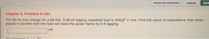 Solved PRINTER VERSION BACK NEXT RCES Chapter 9, Problem | Chegg.com