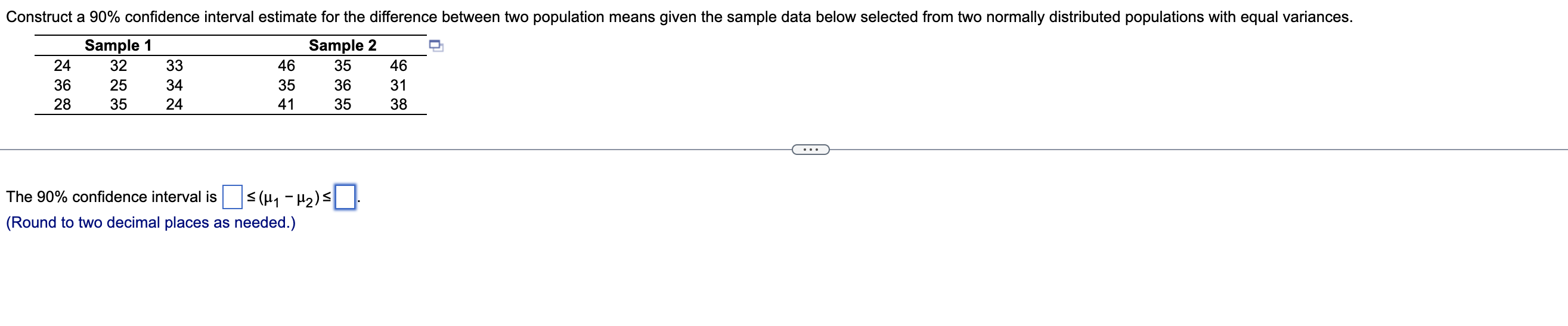 Solved Construct a 90% ﻿confidence interval estimate for the | Chegg.com