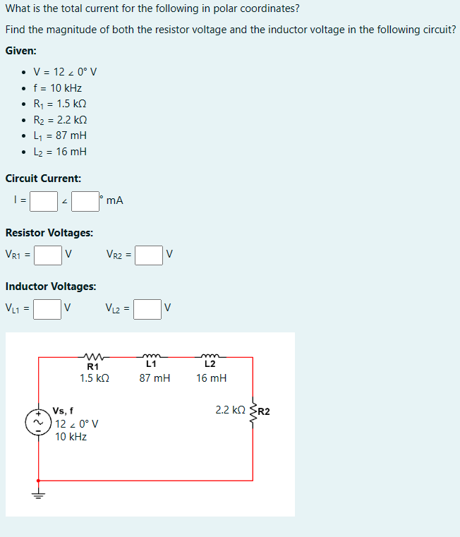 Solved What is the total current for the following in polar | Chegg.com