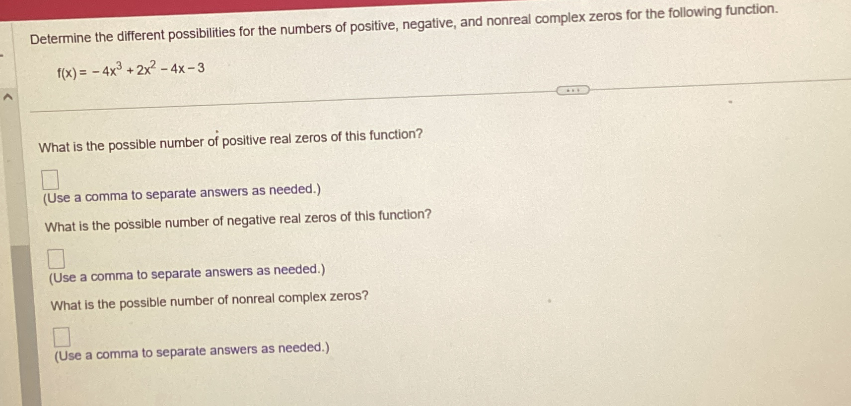 Solved Determine the different possibilities for the numbers | Chegg.com