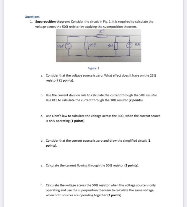 Solved Questions 1 Superposition Theorem Consider The