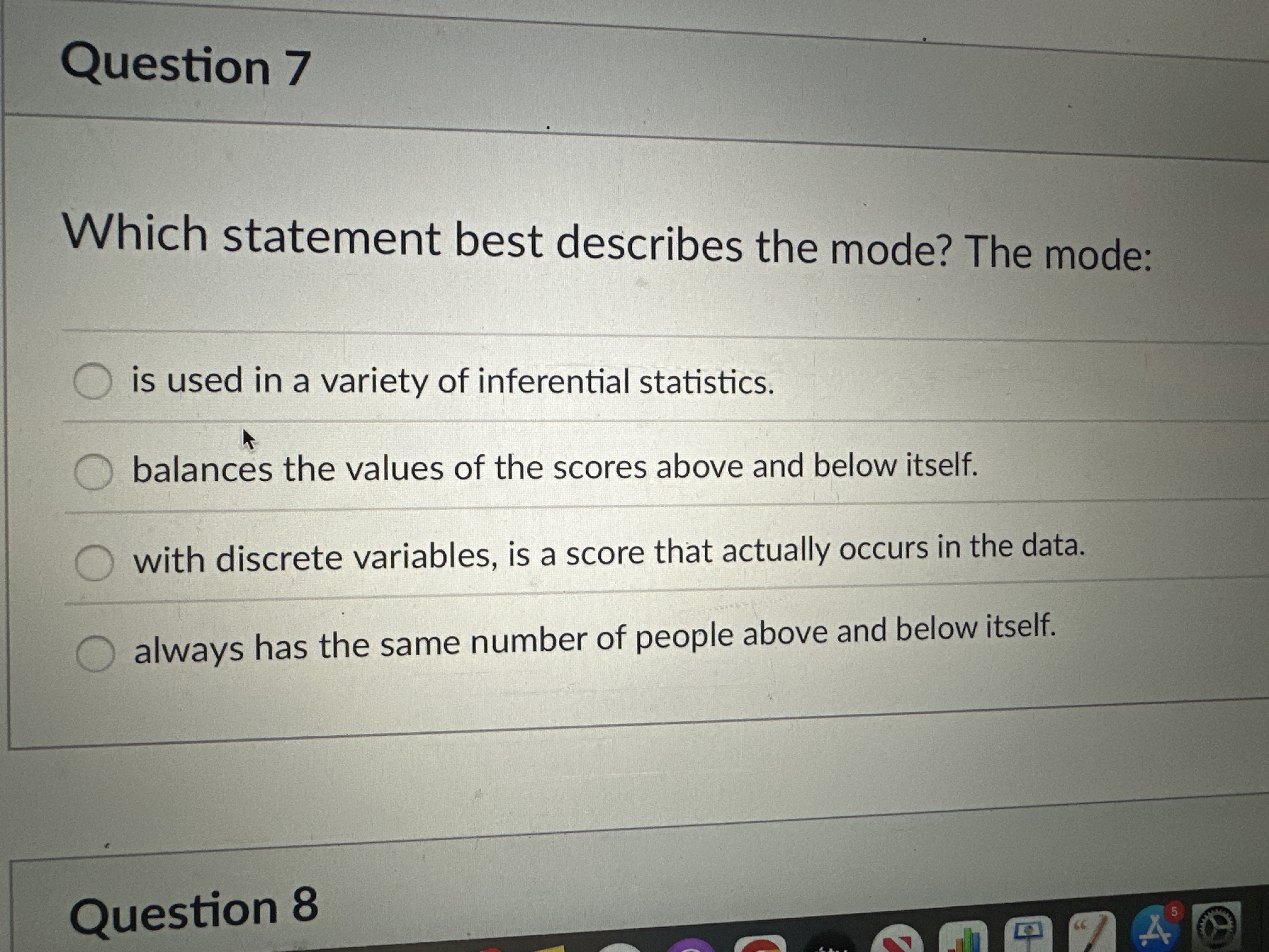 Solved Which statement best describes the mode? The mode:is | Chegg.com