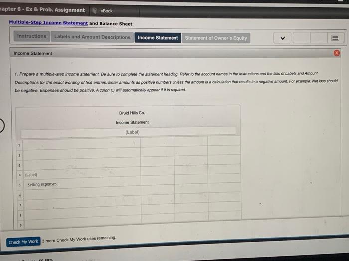 Solved pter 6- Ex & Prob. Assignment Multiple-Step Income | Chegg.com