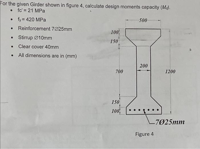 Solved For the given Girder shown in figure 4, calculate | Chegg.com