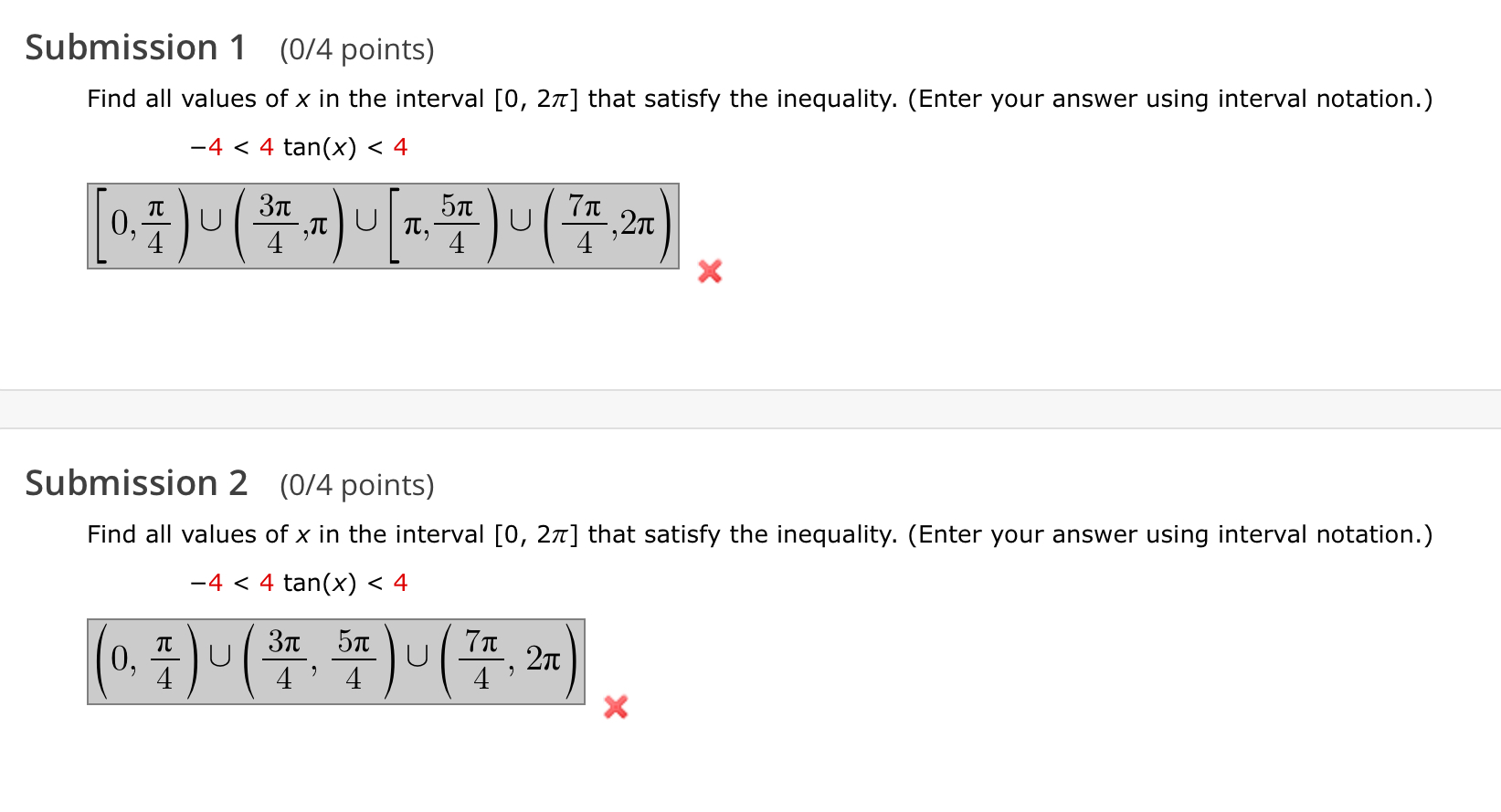 Solved Submission 1 (04 ﻿points)Find all values of x in ﻿the | Chegg.com