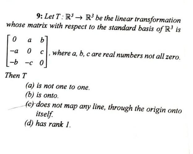 Solved 9: Let T: R3 R3 be the linear transformation whose | Chegg.com
