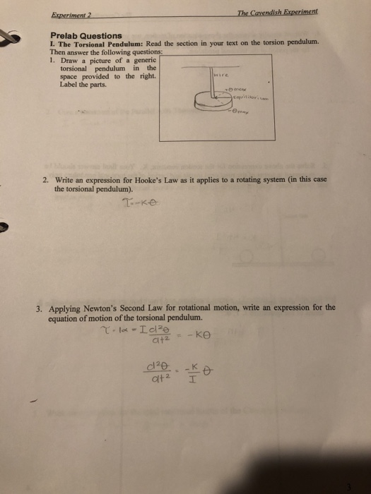 Solved Experiment 2 The Cavendish Esperiment The Cavendish | Chegg.com