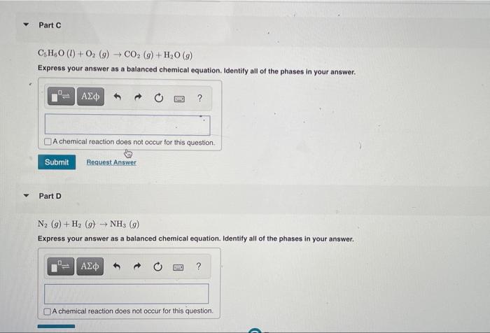Solved y Part A C3H6(9) + O2(g) + CO2(g) + H2O(9) Express | Chegg.com