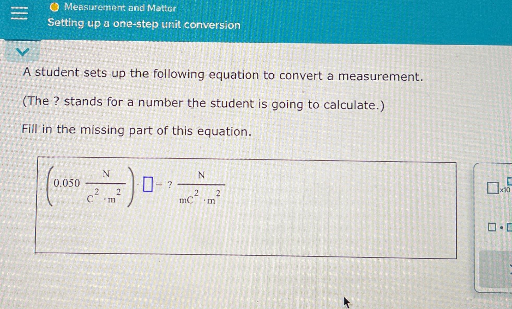 Solved Measurement and MatterSetting up a one-step unit | Chegg.com