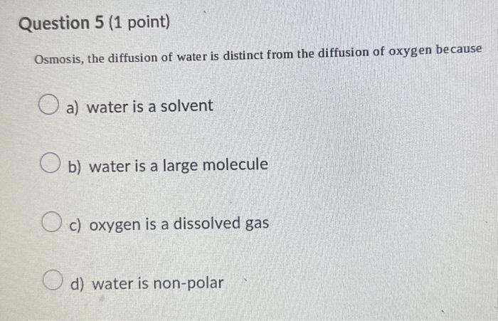 Solved Osmosis, the diffusion of water is distinct from the | Chegg.com