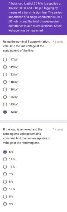 Solved A balanced load of 30MW is supplied at 132kV,50 Hz | Chegg.com