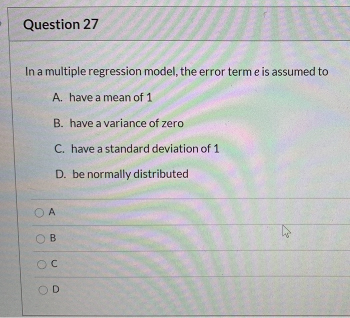 Solved 2 Question 26 In multiple regression analysis, the | Chegg.com