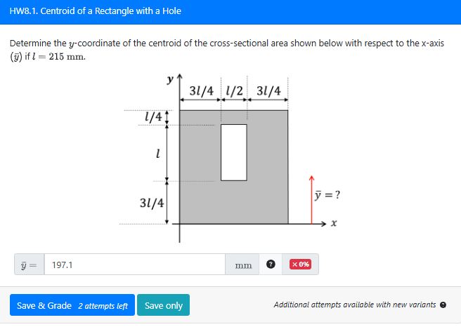 Solved HW8.1. ﻿Centroid of ﻿a Rectangle with a HoleDetermine | Chegg.com