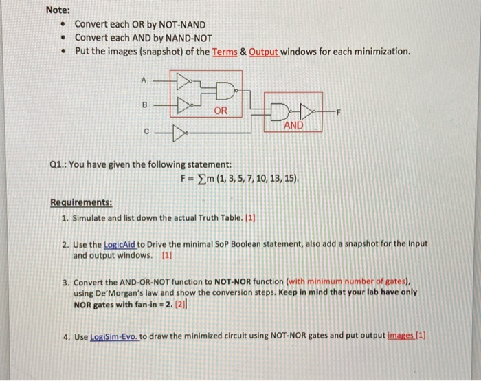 Solved Note: • Convert each OR by NOT-NAND • Convert each | Chegg.com