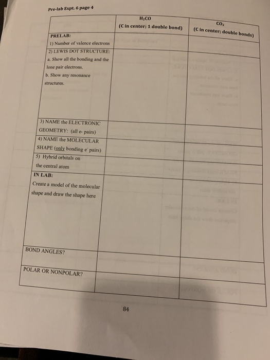 Solved Frrrrroceren Part I Experiment 6 Vsepr Structures