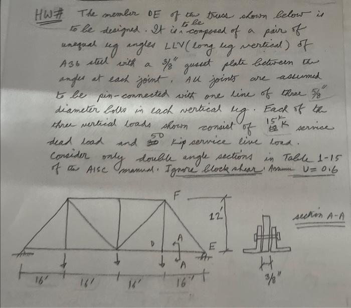 Solved HW\# The member oE of the truas down below it to be | Chegg.com