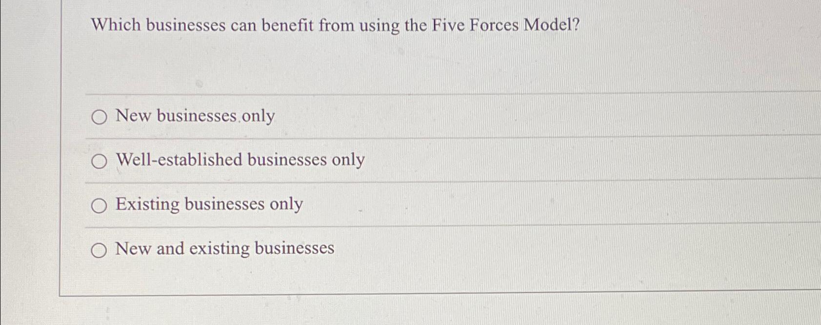 Solved Which businesses can benefit from using the Five | Chegg.com