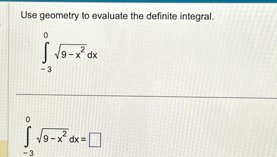 Solved Use geometry to evaluate the definite | Chegg.com