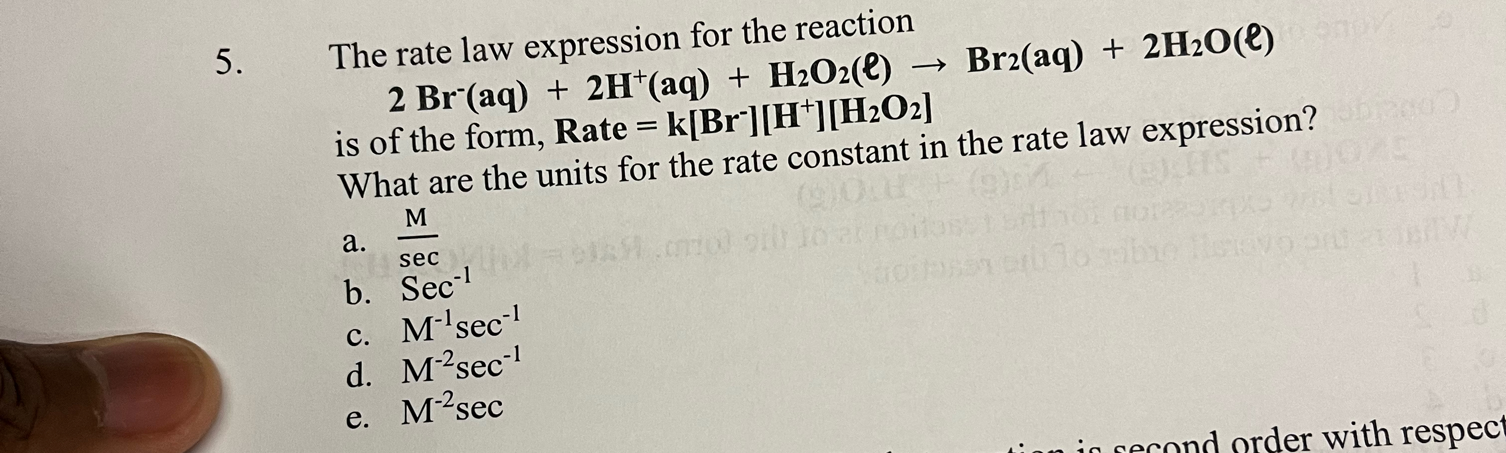 Solved The rate law expression for the | Chegg.com
