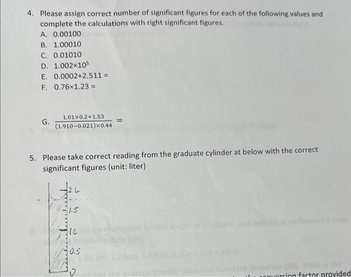 Solved 4. Please assign correct number of significant | Chegg.com
