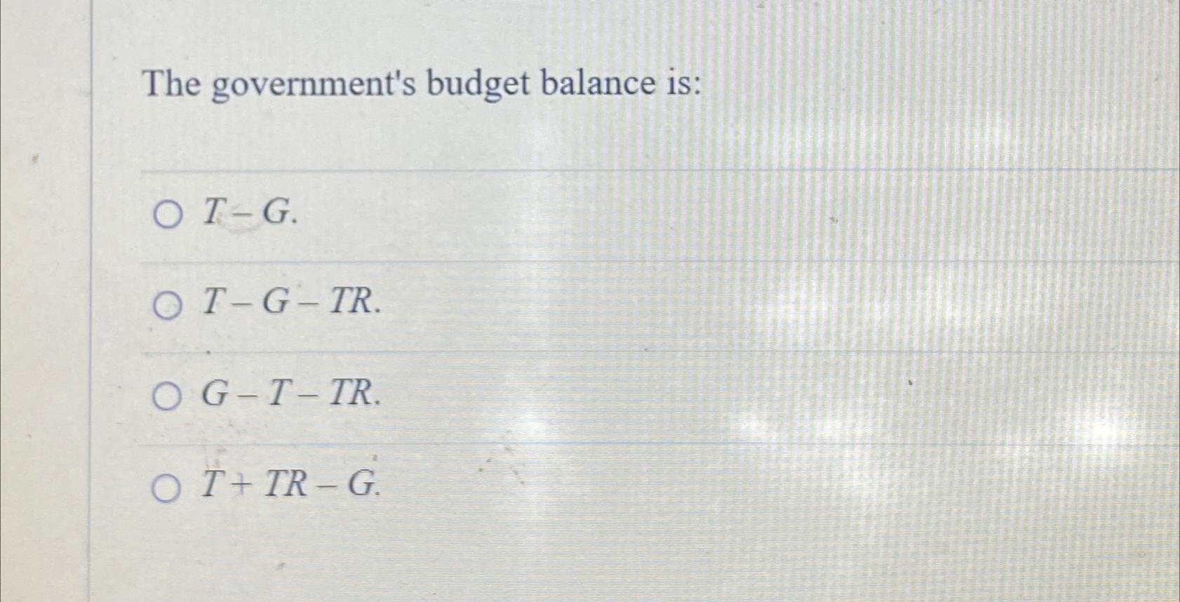 Solved The government's budget balance | Chegg.com