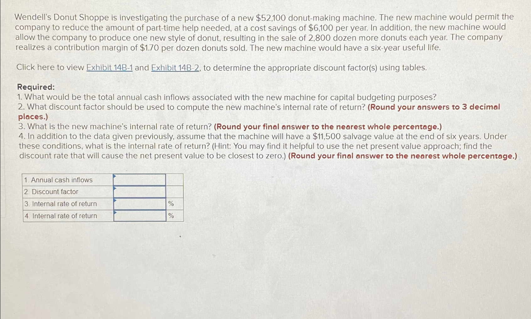 Solved Wendell's Donut Shoppe is investigating the purchase | Chegg.com