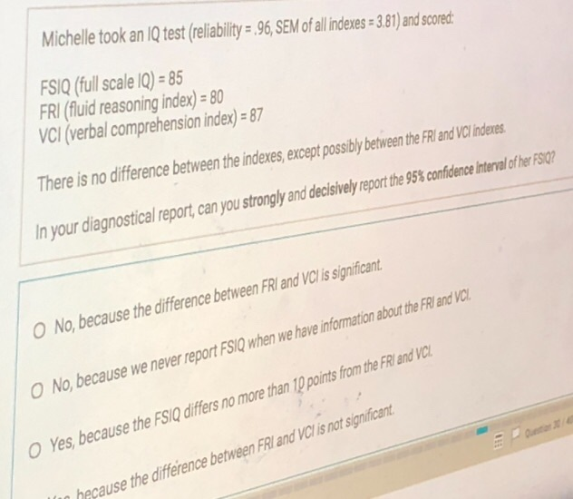 Solved Michelle took an IQ test (reliability = 96, SEM of | Chegg.com