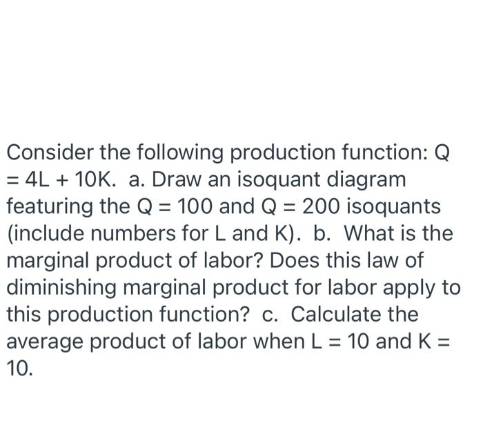 Solved Consider the following production function: Q = 4L + | Chegg.com