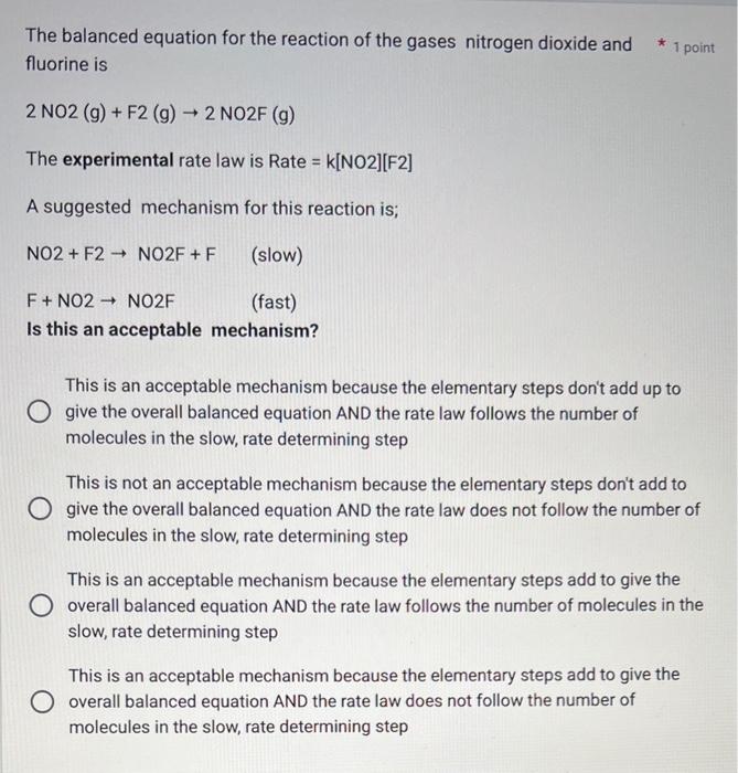 Solved The balanced equation for the reaction of the gases | Chegg.com