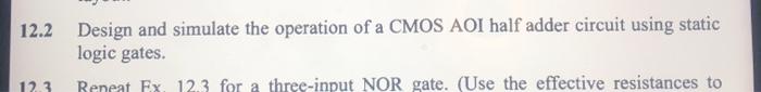 Solved 12.2 Design and simulate the operation of a CMOS AOI | Chegg.com
