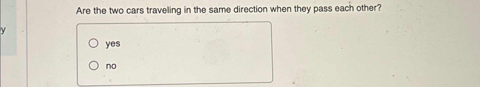 Solved Are the two cars traveling in the same direction when | Chegg.com