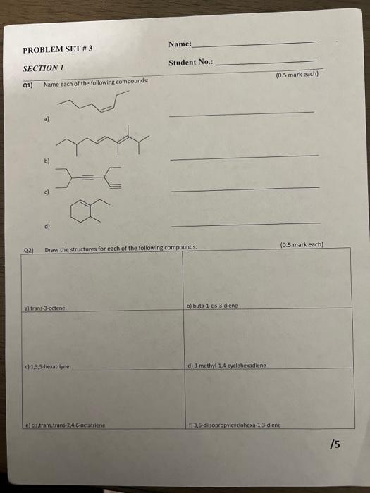 Solved Q1) Name each of the following compounds: a) b) d) | Chegg.com