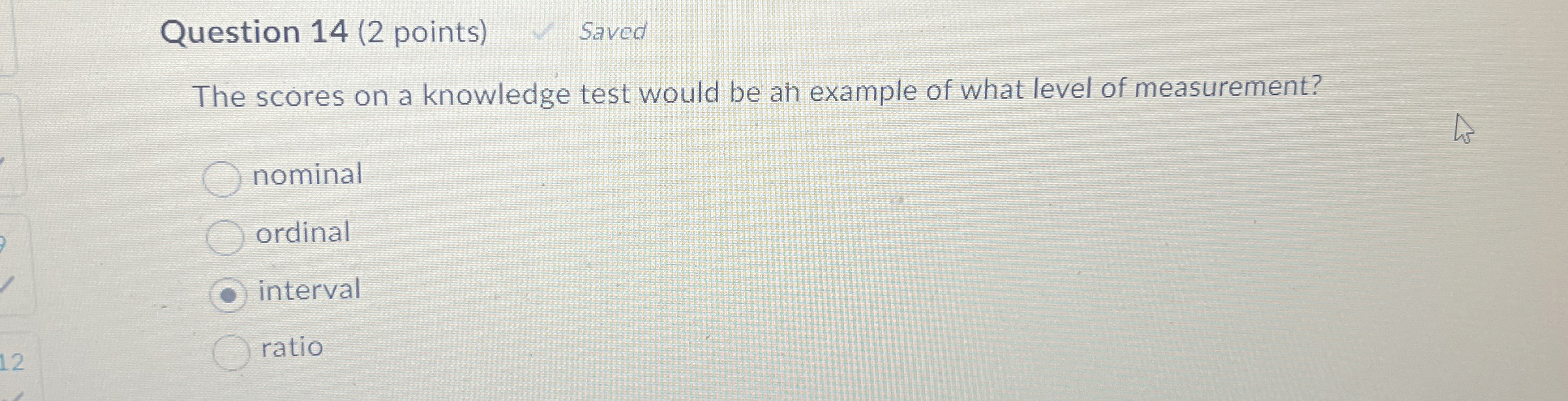 Solved Question 14 (2 ﻿points)SavedThe scores on a knowledge | Chegg.com