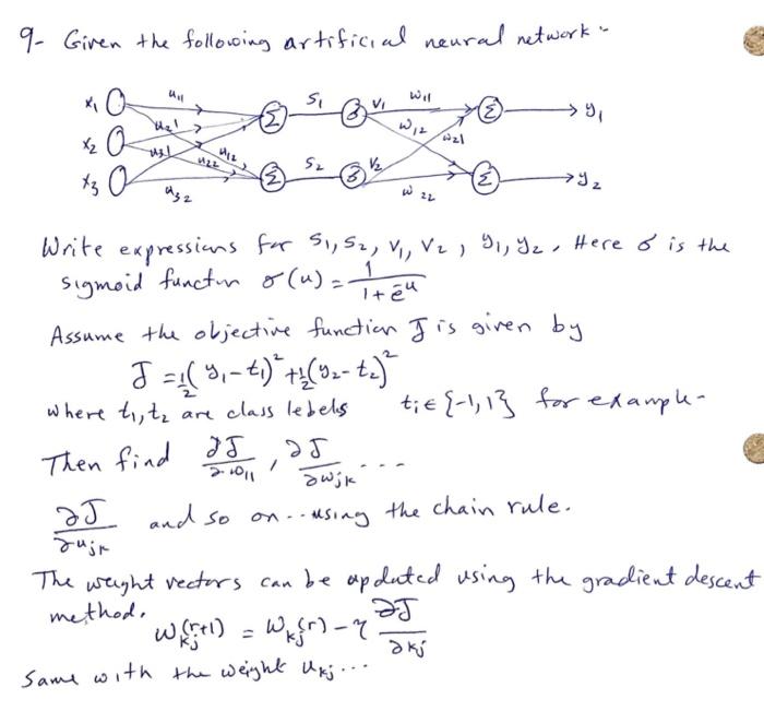 Solved 9. Given the following artificial neural network" | Chegg.com