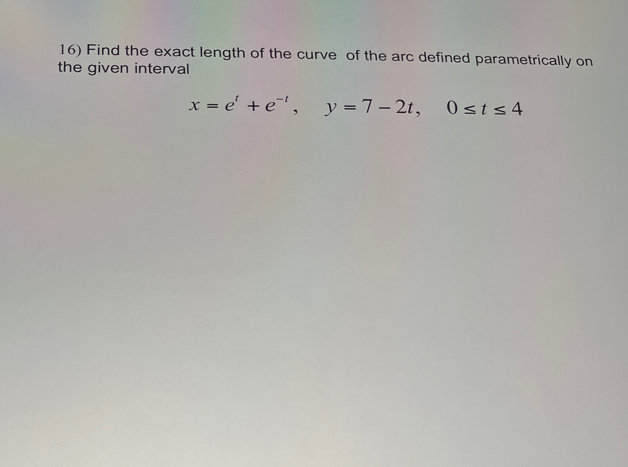 Solved Find the exact length of the curve of the arc defined | Chegg.com