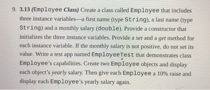 Solved 9. 3.13 (Employee Class) Create a class called | Chegg.com