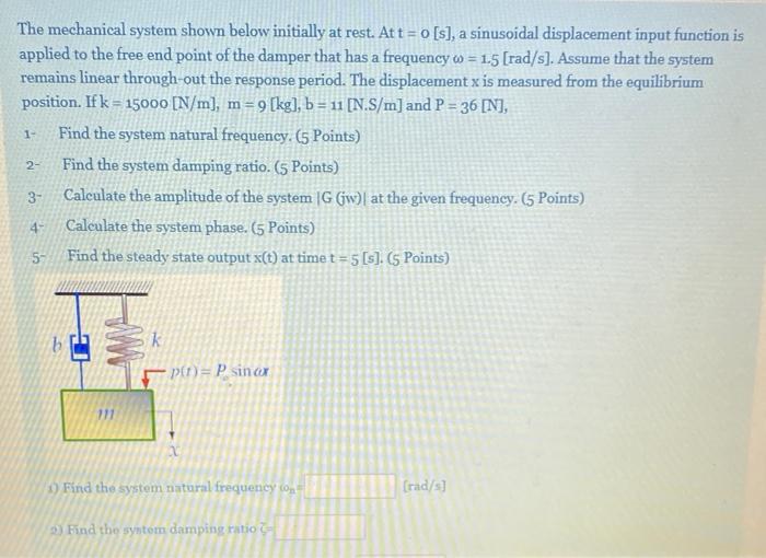 Solved The mechanical system shown below initially at rest. | Chegg.com