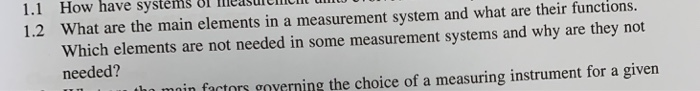Solved 1.2 What are the main elements in a measurement | Chegg.com