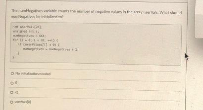 Solved The numNegative variable counts the number of | Chegg.com