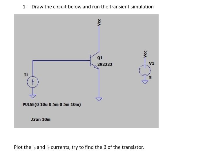 Solved 1- ﻿Draw the circuit below and run the transient | Chegg.com