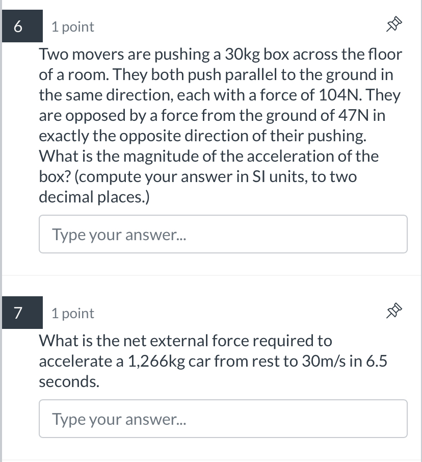 Solved 1 ﻿pointTwo movers are pushing a 30kg box across the | Chegg.com