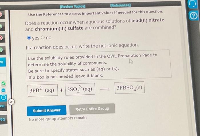 Use the solubility rules provided in the OWL | Chegg.com