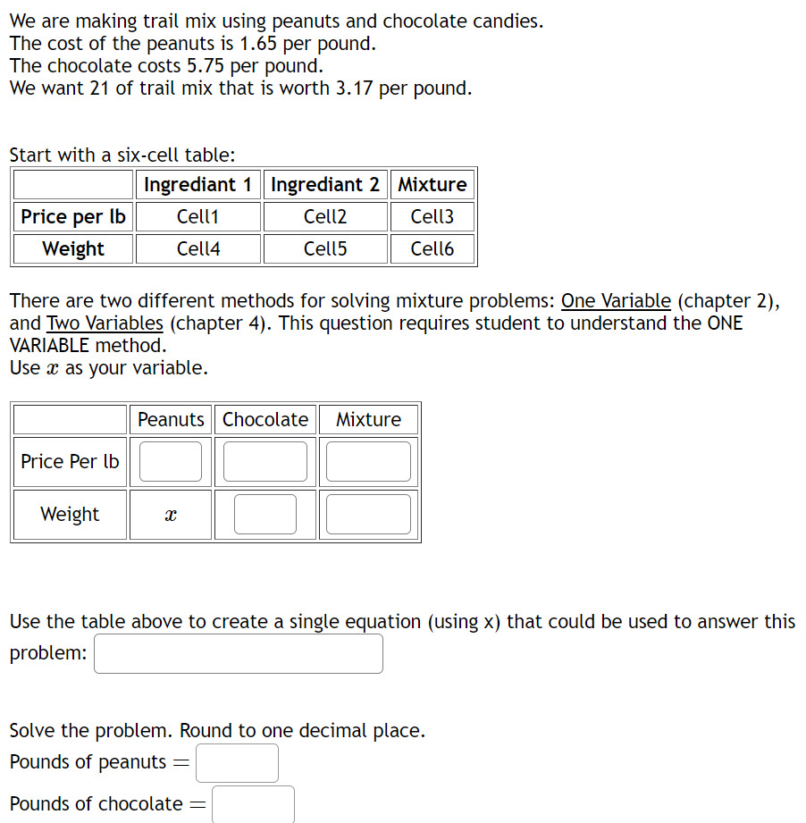 Solved We are making trail mix using peanuts and chocolate | Chegg.com