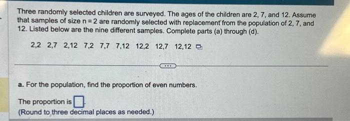 Solved Three randomly selected children are surveyed. The | Chegg.com
