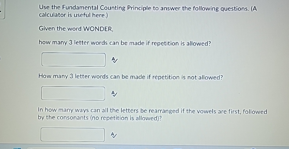 Solved Use the Fundamental Counting Principle to answer the | Chegg.com