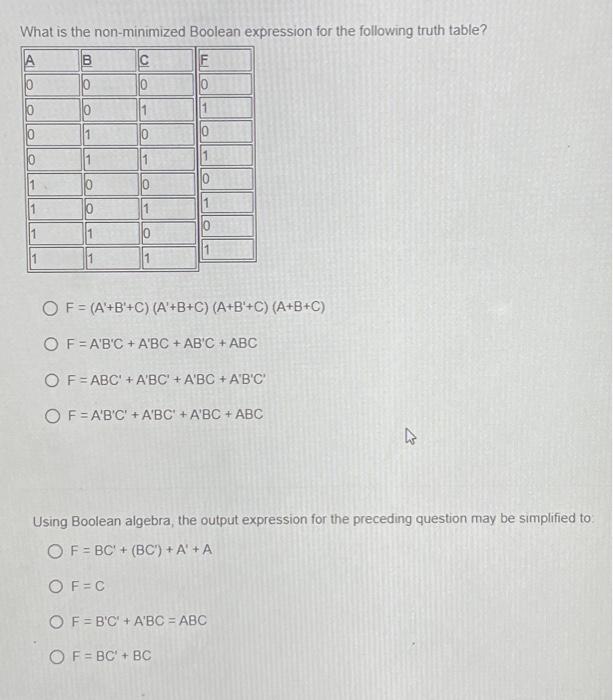 Solved What Is The Non Minimized Boolean Expression For The 1486