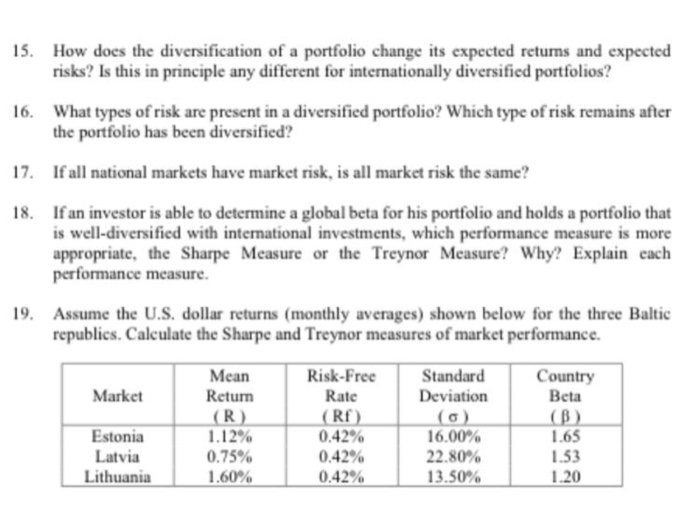 Solved 15. How does the diversification of a portfolio | Chegg.com