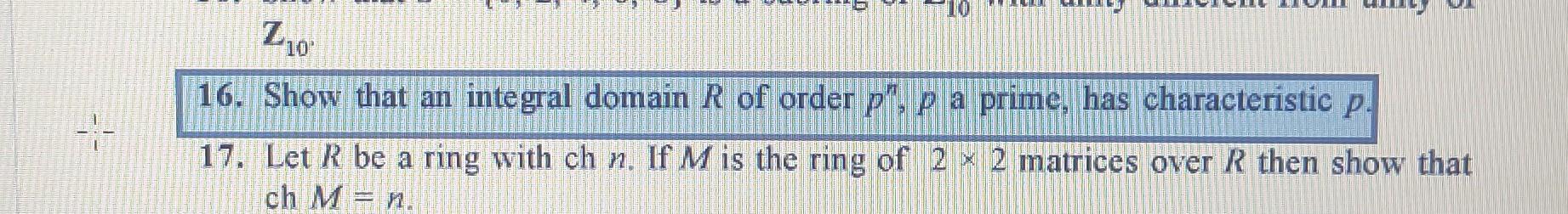 Solved 17. Let R be a ring with ch n. If M is the ring of | Chegg.com