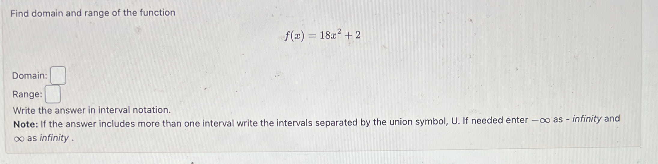 Solved Find domain and range of the | Chegg.com